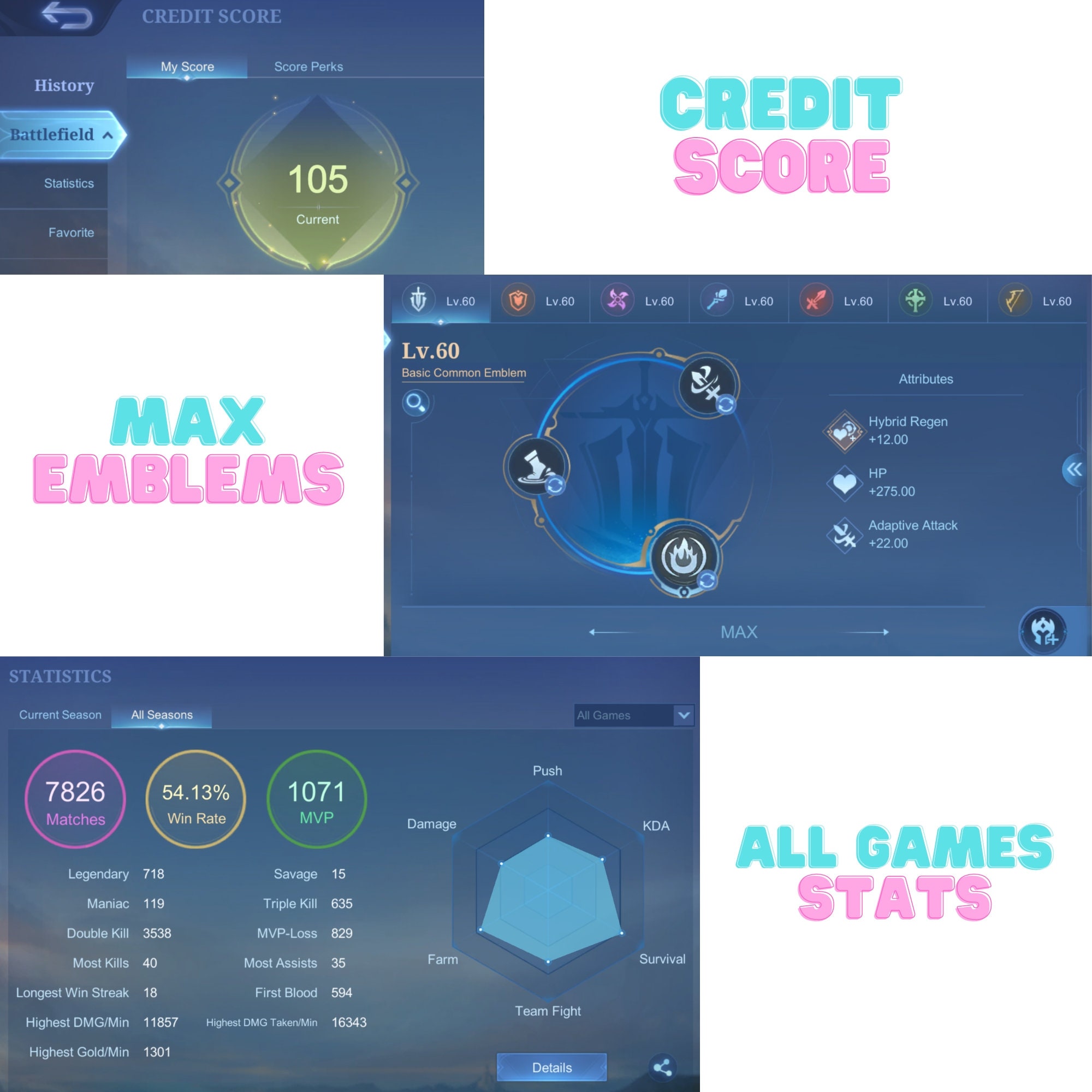 Mobile Legends: Bang Bang mlbb Account With 100 Skins, 90 Heroes, and ...