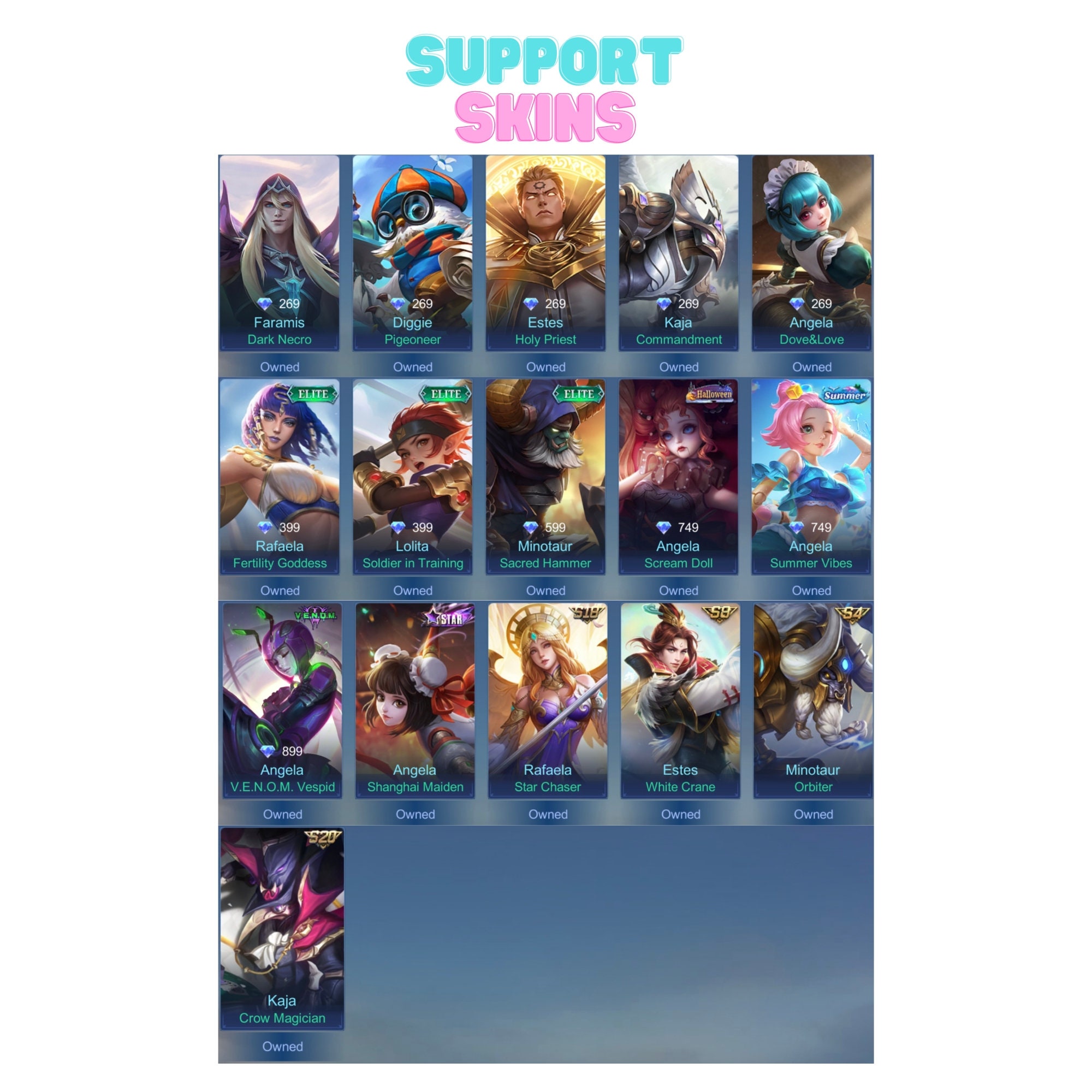 Mobile Legends: Bang Bang mlbb Account With 100 Skins, 90 Heroes, and ...