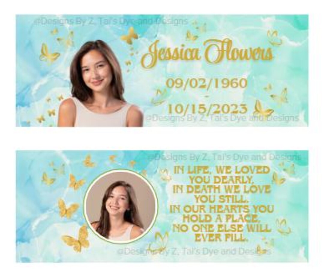 Memorial Bench Design Template 10, Teal and Gold Butterflies - Etsy