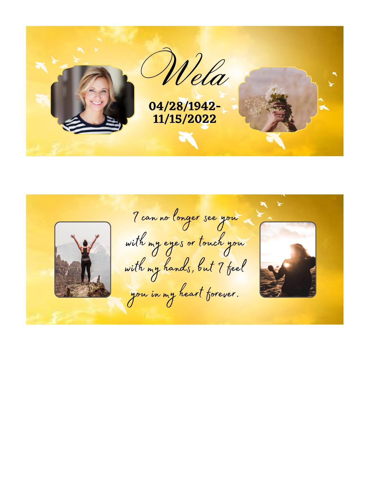 Memorial Bench Template Design 6, Yellow and White - Etsy