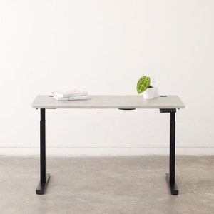 Ash Grey Sit Stand Desk With Black DIY Desk Frame for a Minimalist Home ...