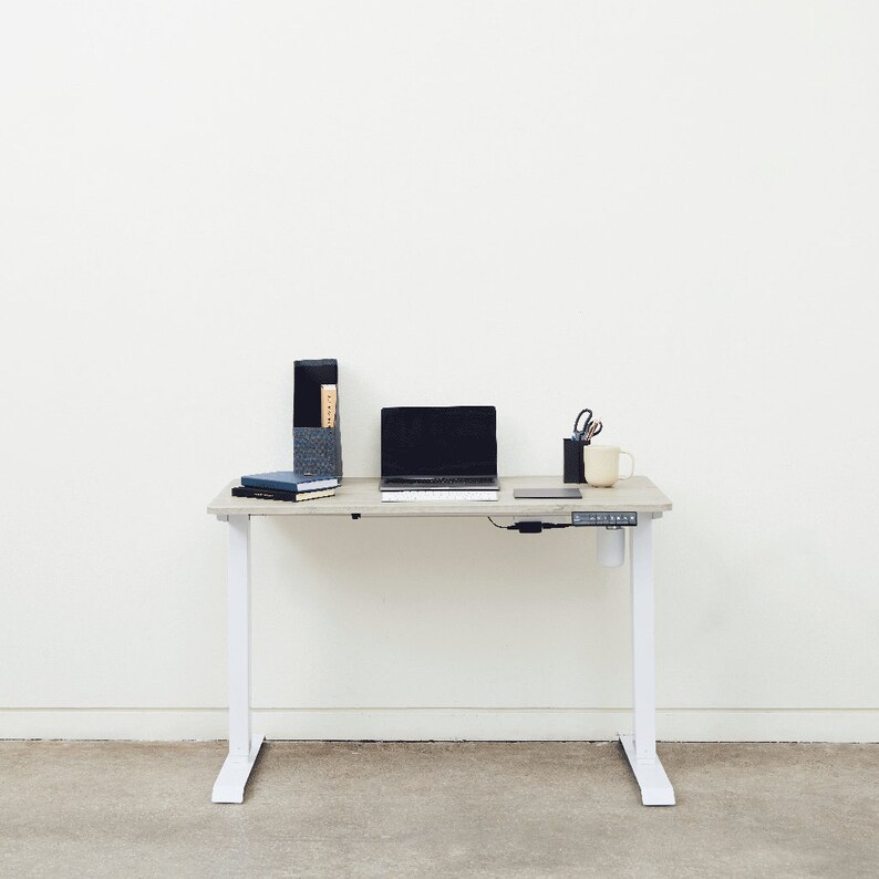 Ash Grey Small Standing Desk With White Height Adjustable - Etsy