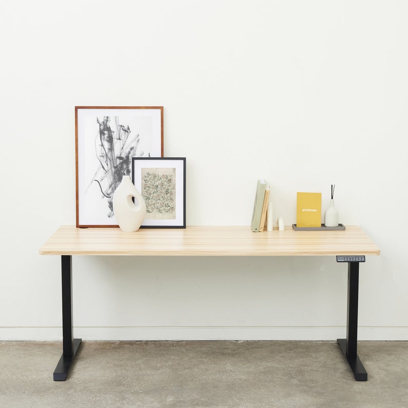 Large Executive Oak Standing Desk With Black Frame - Etsy