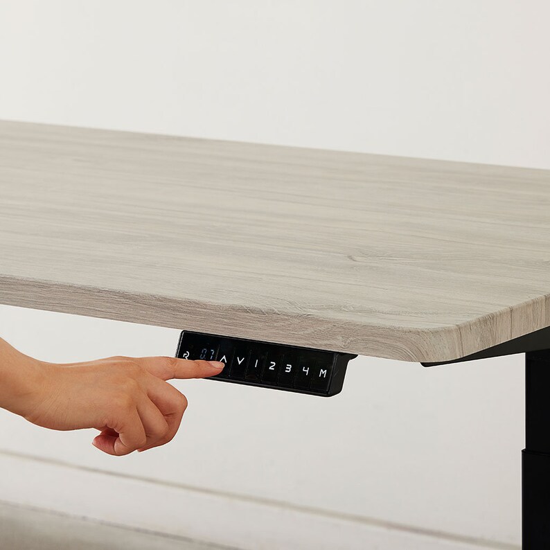 Ash Grey Sit Stand Desk With Black DIY Desk Frame for a Minimalist Home ...