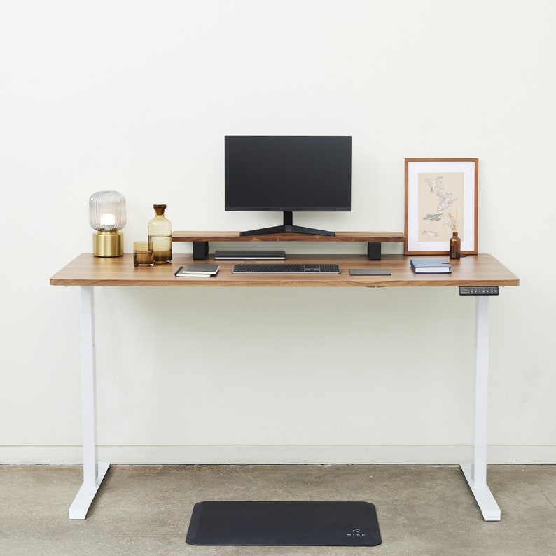 Large Walnut Standing Desk With White Frame - Etsy