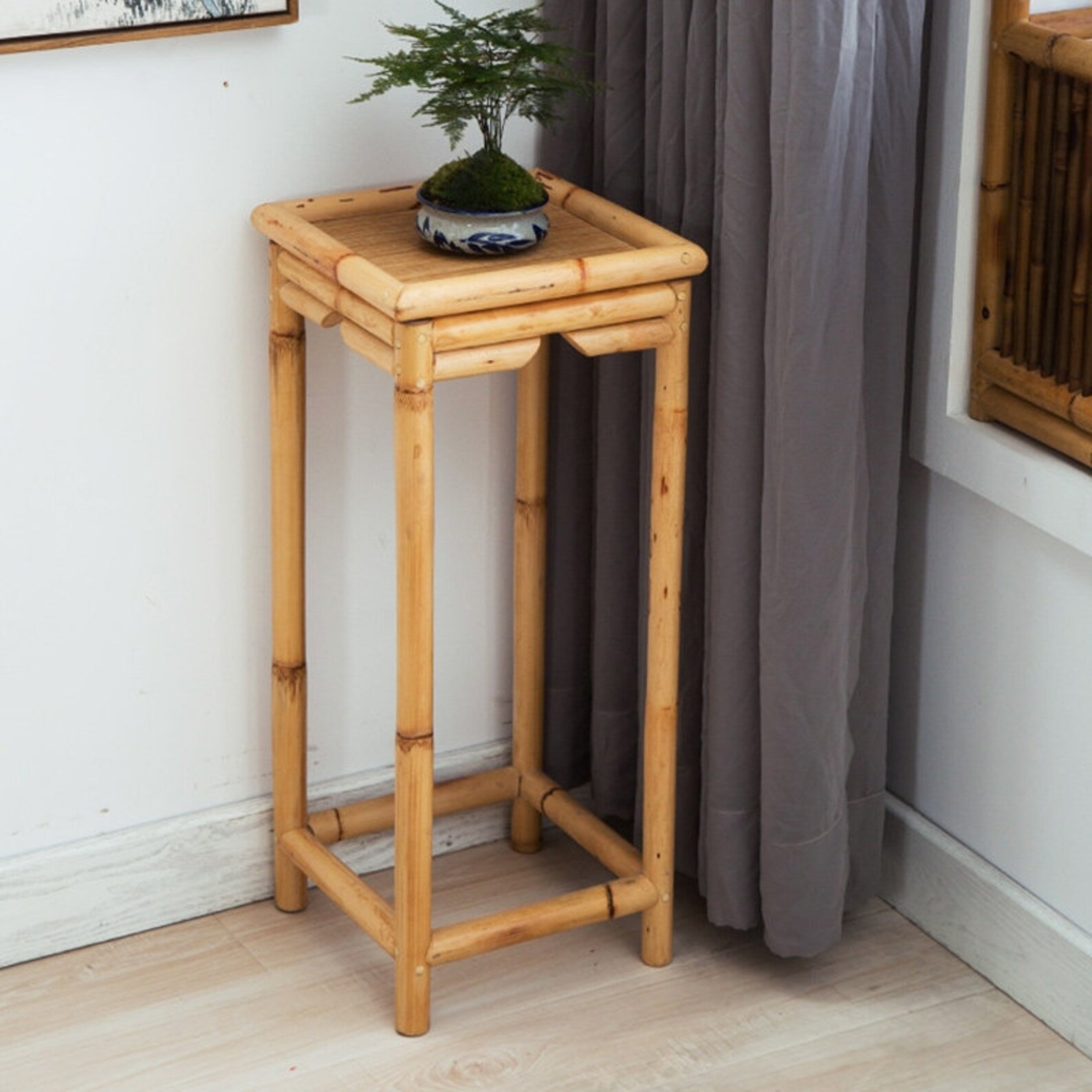 Japanese Style Flower Stand Bamboo and Rattan Handmade - Etsy