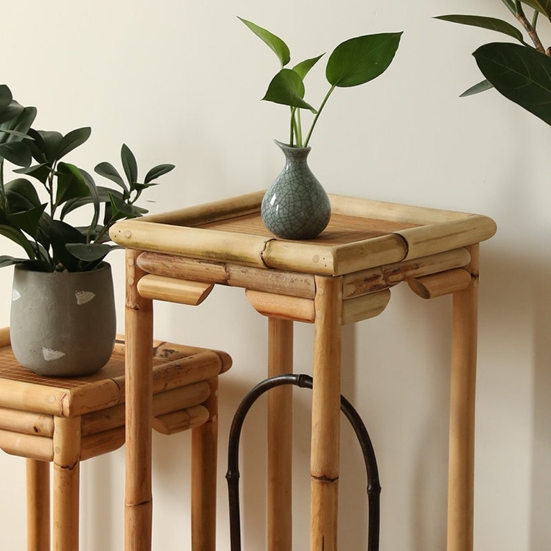Japanese Style Flower Stand Bamboo and Rattan Handmade - Etsy