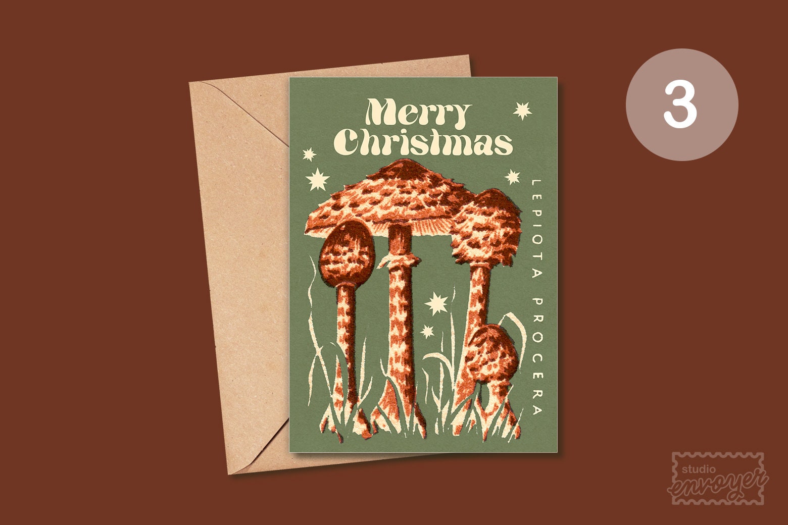 Retro 70s Christmas Cards Mushroom Toadstool | Vintage Art Print 1960's 60s | Happy Holidays ...