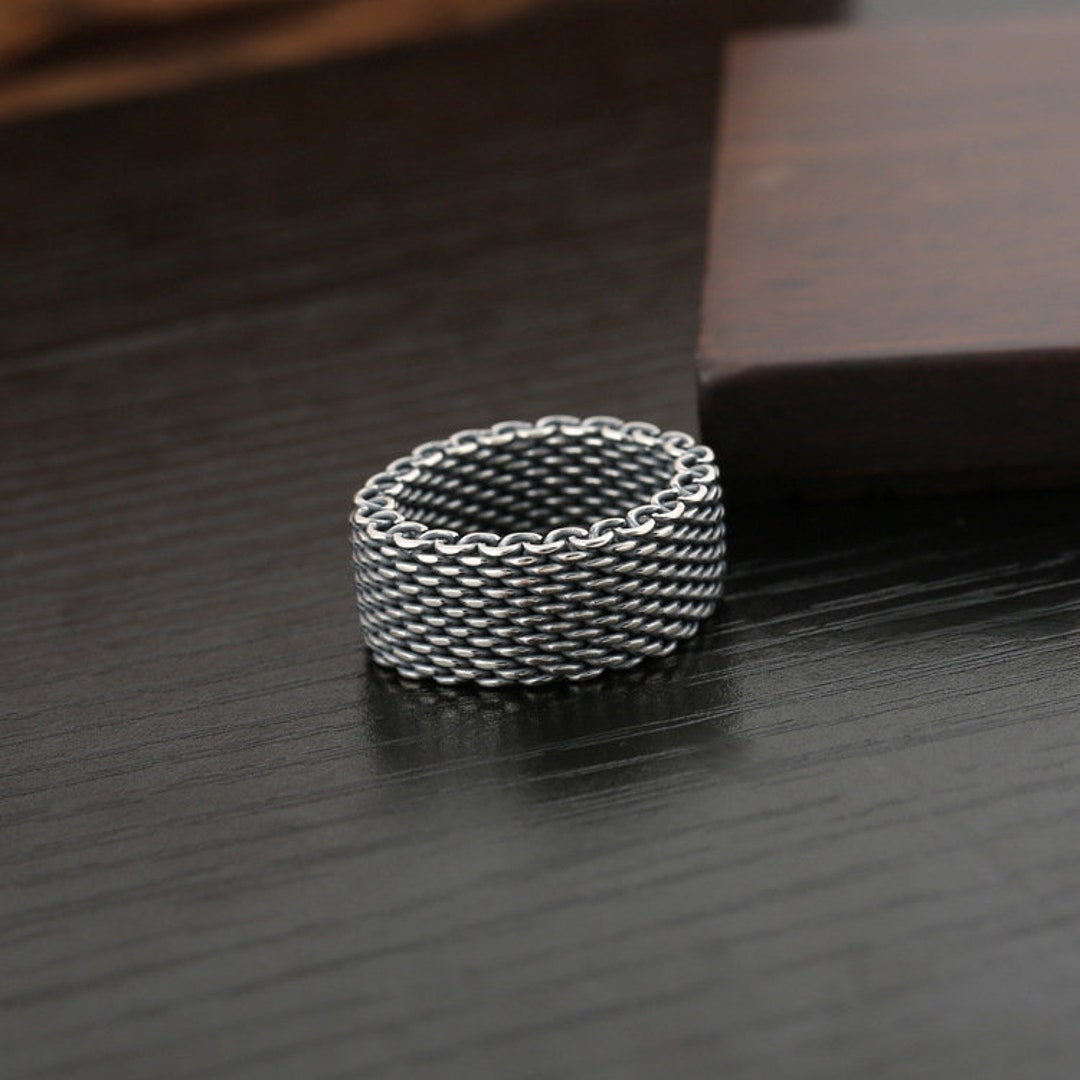 Sterling Silver Woven Ring, Chain Mail Rings, Flexible Chain Rings ...
