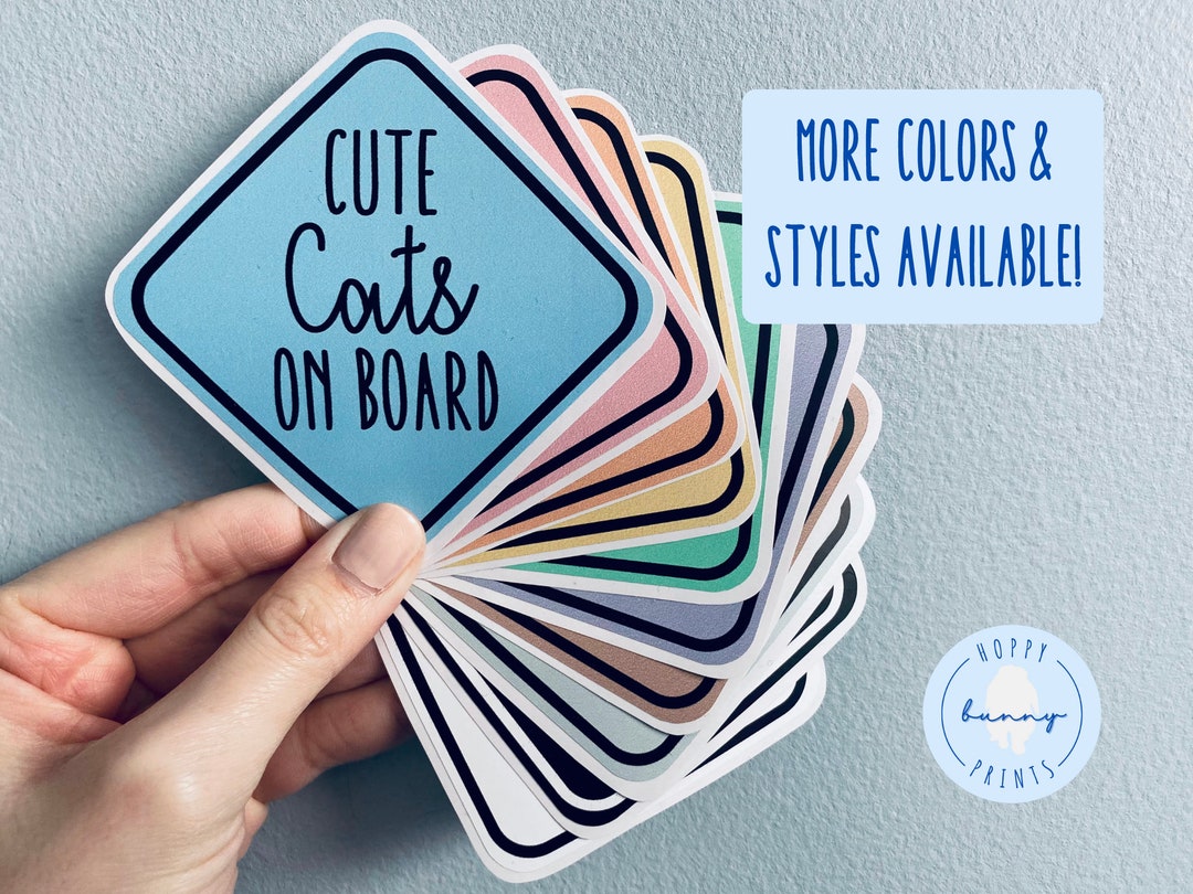 TWO Cute Cat/cats on Board Bumper Stickers (waterproof/weatherproof) - Etsy