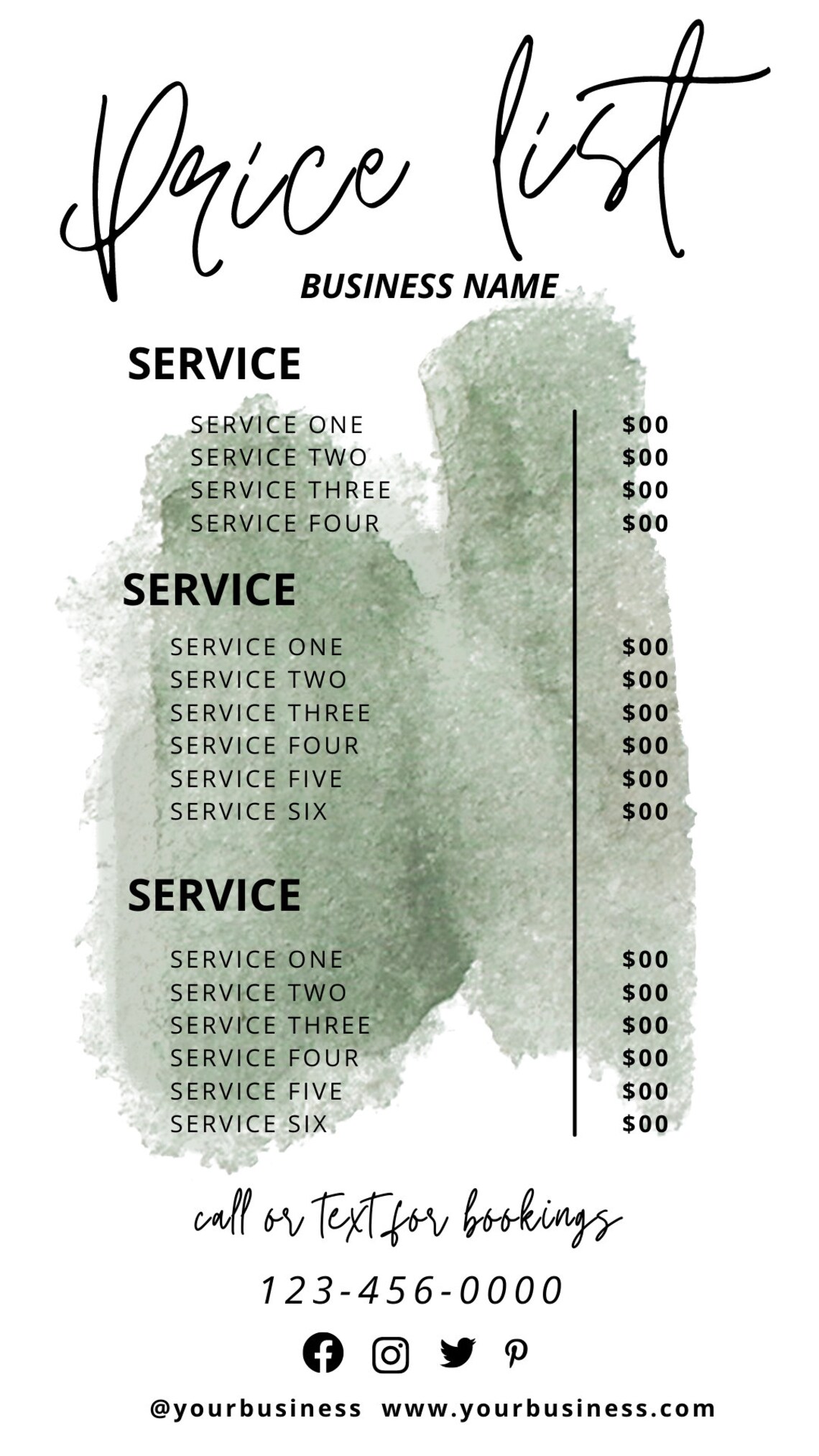 Electronic Price List Template Small Business Price List Etsy