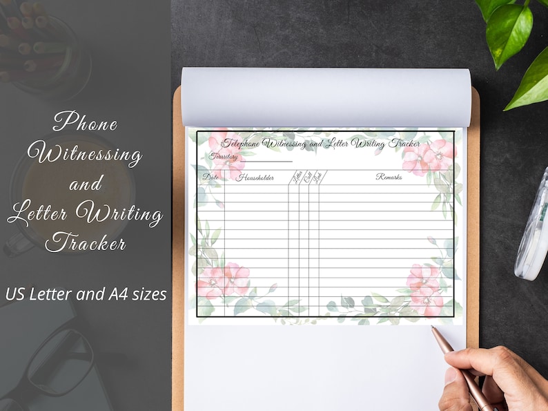 Telephone Witnessing Tracker Printable Letter Writing Tracker / JW ...