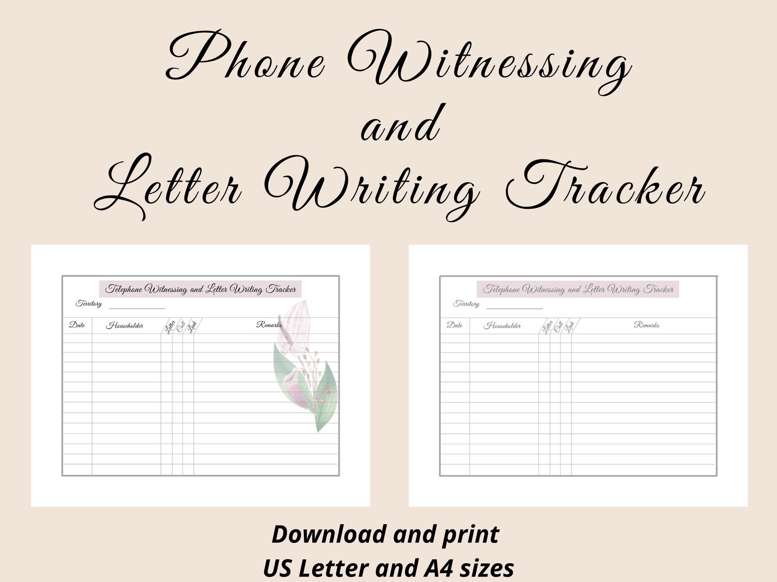 Phone Witnessing and Letter Writing Tracker Printable Digital - Etsy