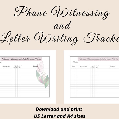 Phone Witnessing and Letter Writing Tracker Printable Digital - Etsy