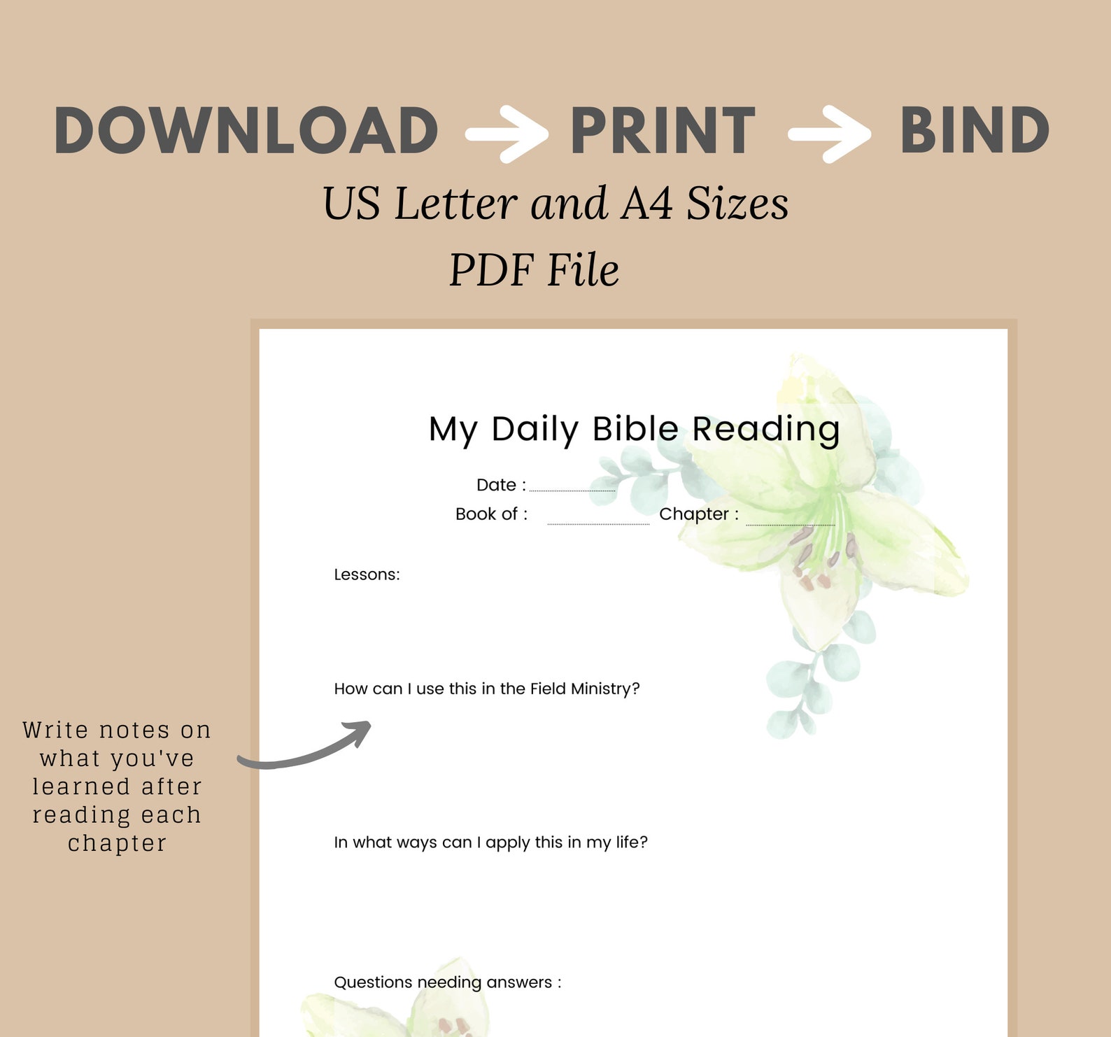 JW Bible Reading Printable Journal | JW Personal Study Guide | US ...