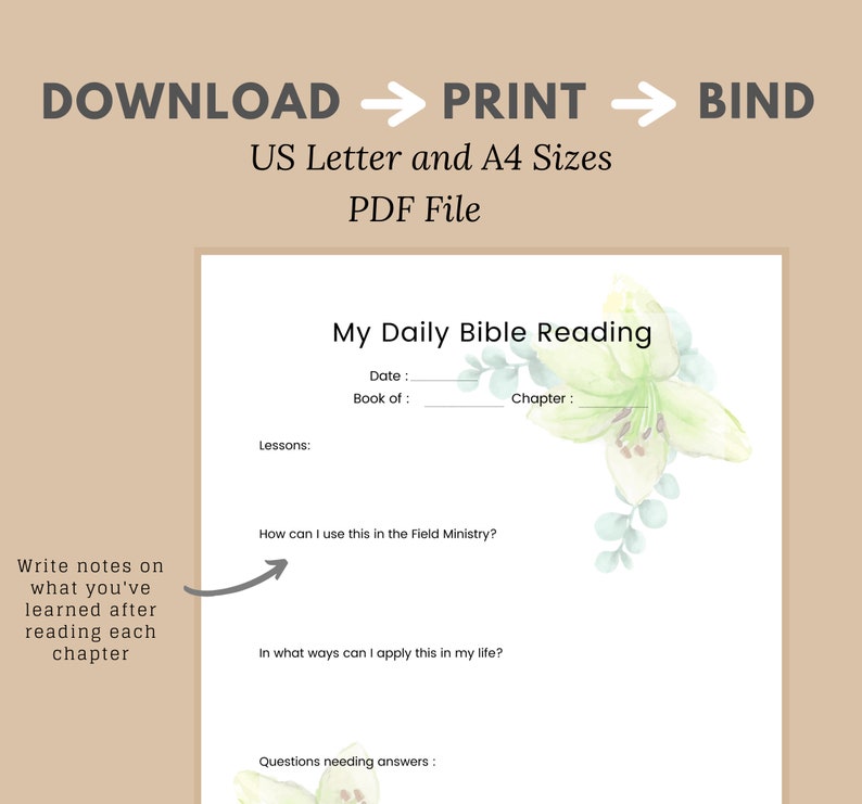 JW Bible Reading Printable Journal | JW Personal Study Guide | US ...