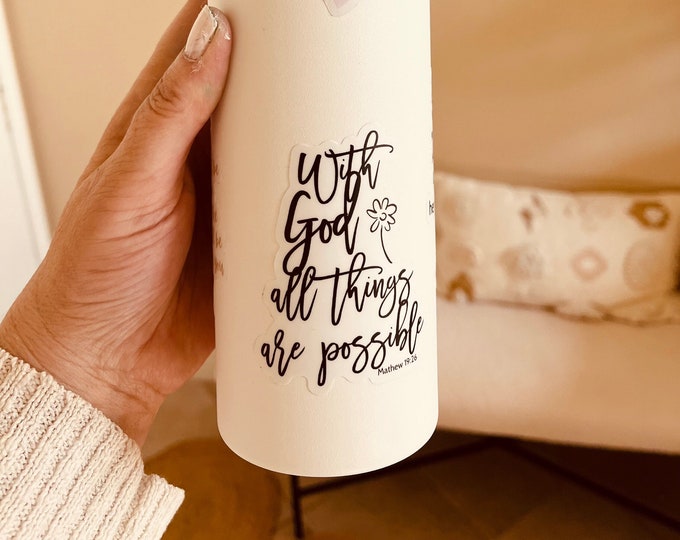 Christian Sticker: With God All Things Are Possible, Bible Verse Decal ...