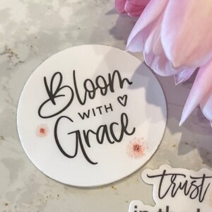 Cute Faith Decal, Bloom With Grace, Water Bottle Decal, Flask Decal ...