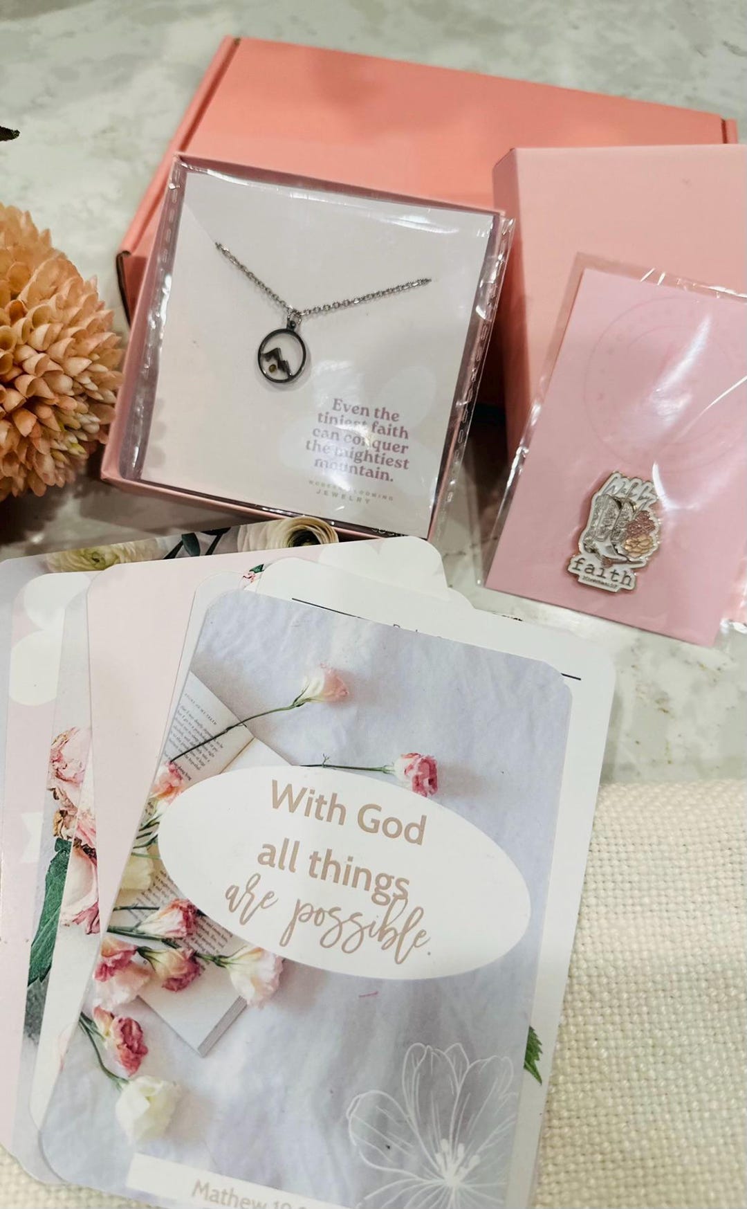 Christian Faith Jewelry Set – Necklace, Pin & Scripture Cards ...