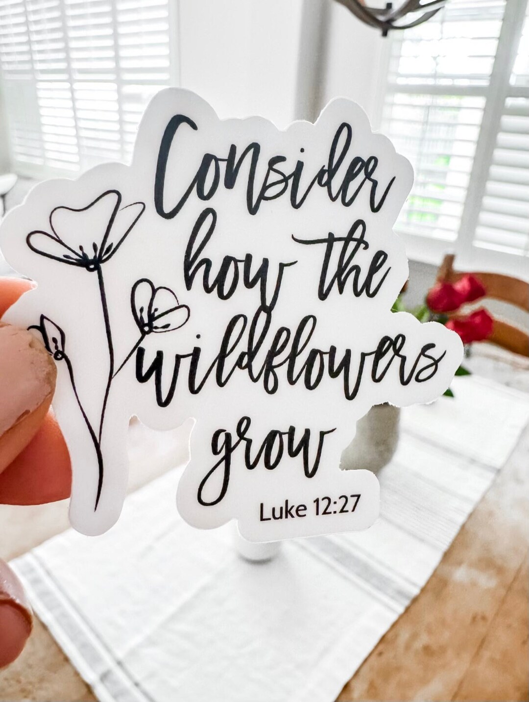 Bible Verse Decal, Consider How the Wildflowers Grow, Christian Decal ...