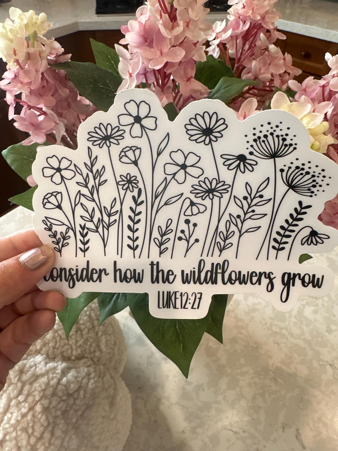 Consider the Wildflowers Bible Verse Sticker – Luke 12:27 Floral ...