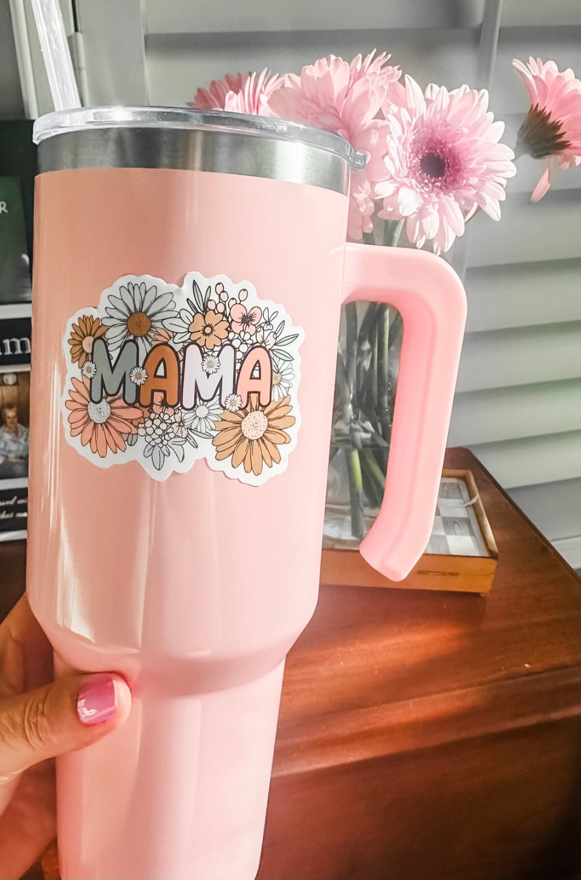 Mama Floral Vinyl Sticker, Stanley Cup Decal - Etsy