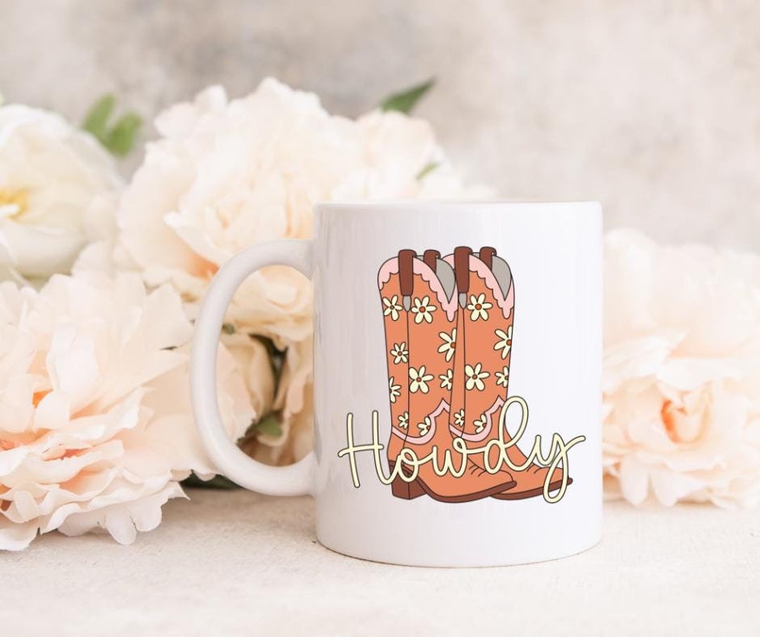 Howdy Cowboy Boots Mug - Cute Western Coffee Mug - 11oz Ceramic Mug ...