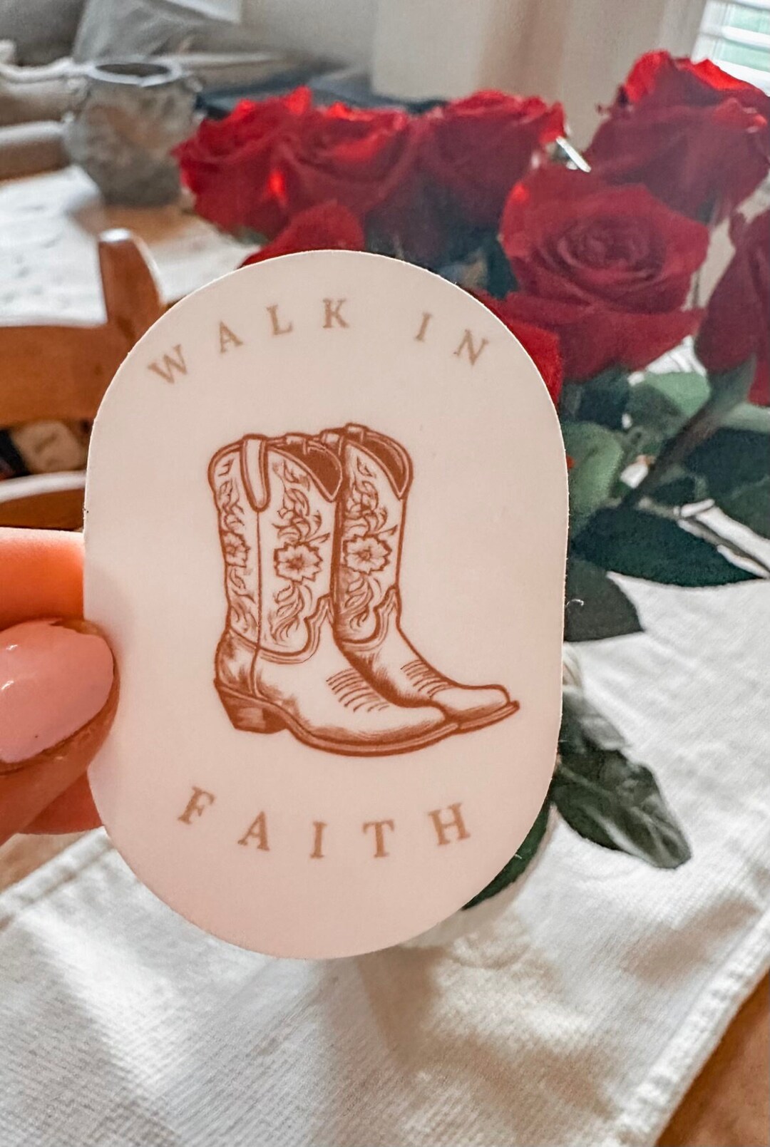 Walk in Faith Sticker: Boho Cowboy Boots Christian Decal - Etsy