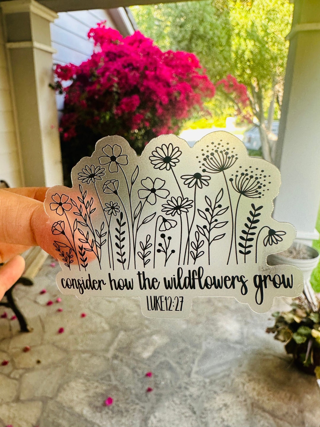 Consider the Wildflowers Scripture Sticker | Transparent Floral Design ...