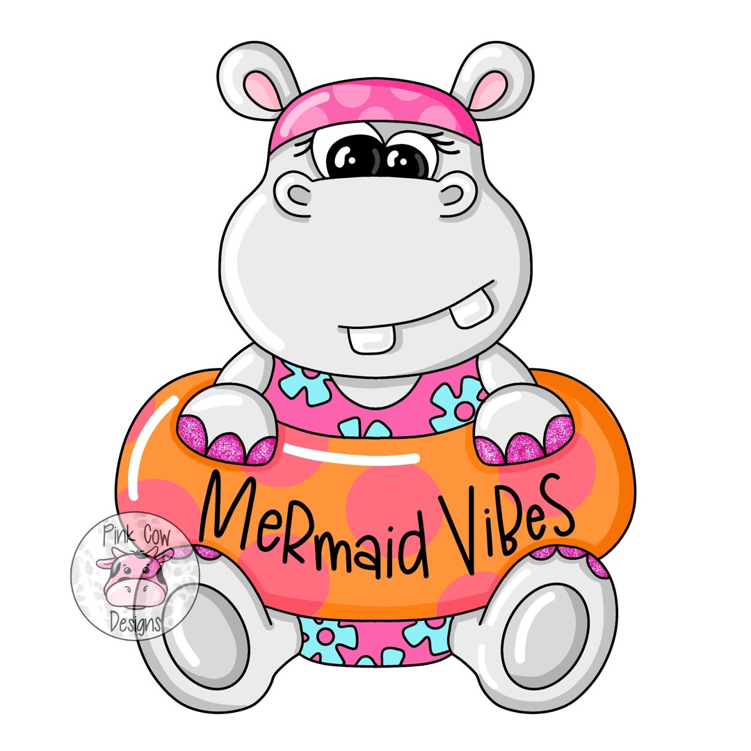 TEMPLATE: Summer-hippo-mermaid Vibes-door Hanger Template-instant ...