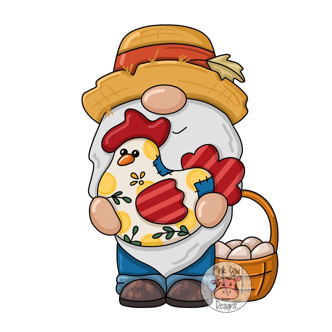 TEMPLATE: Gnome With Chicken-farmer Gnome With Chicken-door Hanger ...