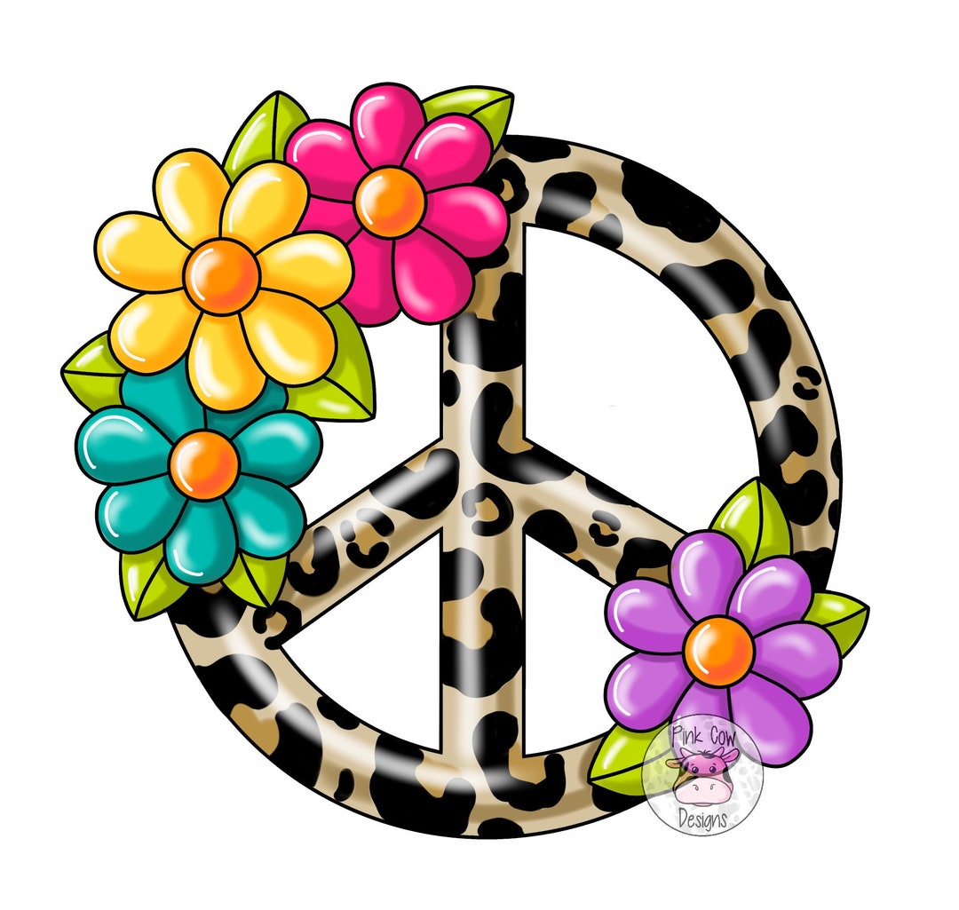 TEMPLATE: Peace Sign With Flowers-door Hanger Template-digital Download ...