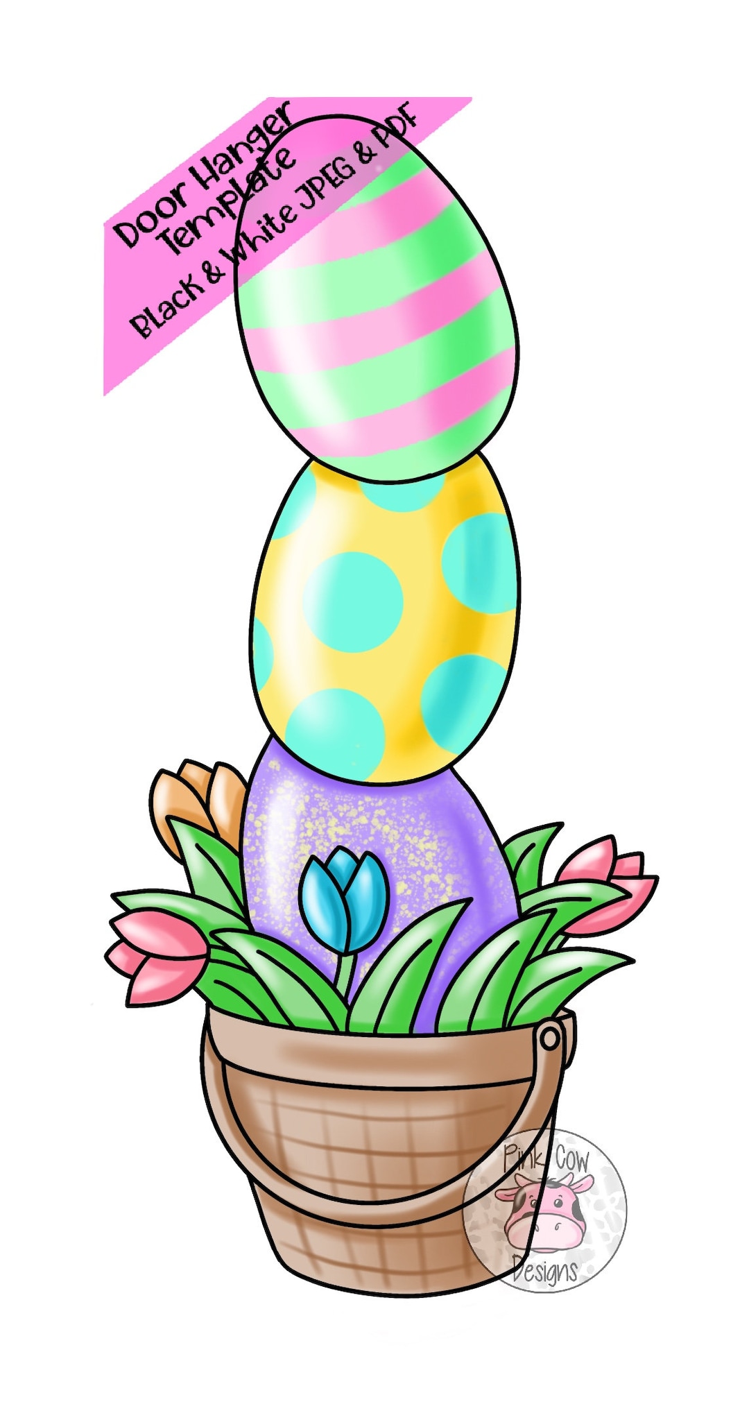 TEMPLATE: Easter-stacked Easter Eggs-door Hanger Template-digital Download-easter Eggs - Etsy