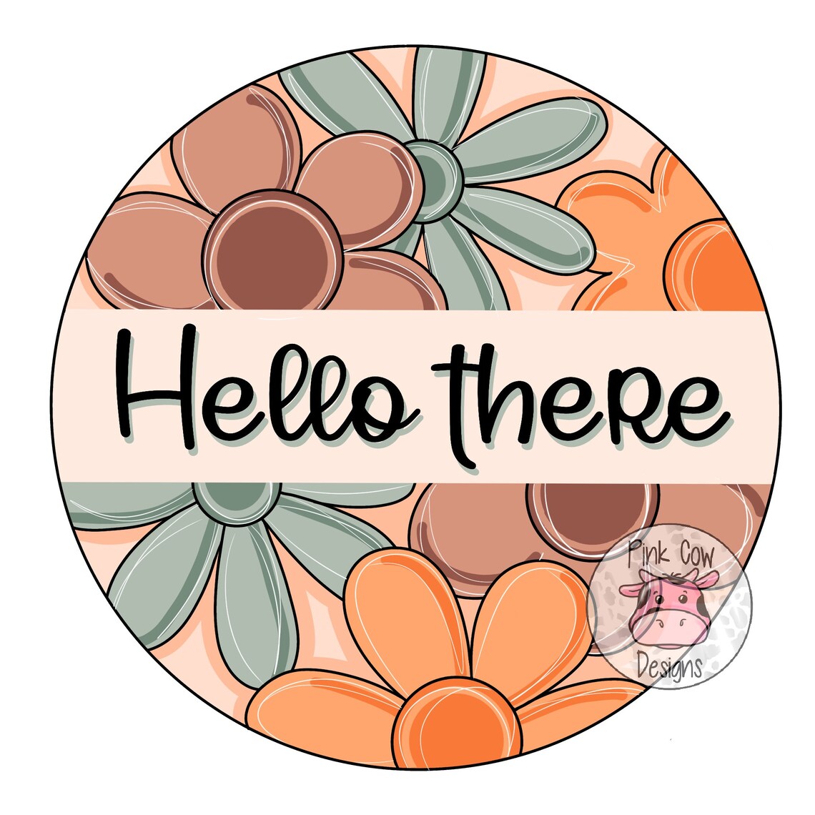 TEMPLATE: Hello There Floral Round-door Hanger Template-digital Design ...