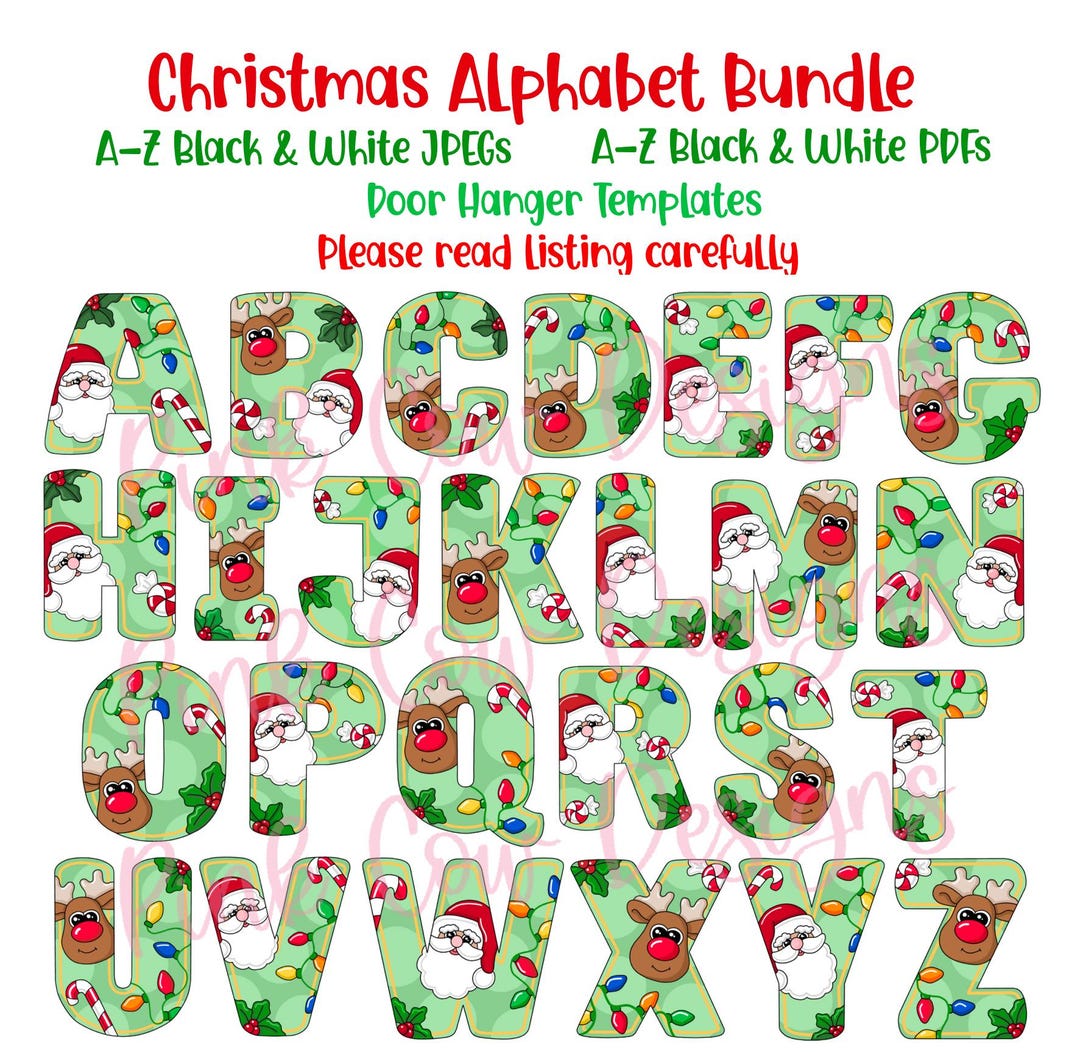 TEMPLATE: Christmas Alphabet A-Z Door Hanger Template-digital Download ...