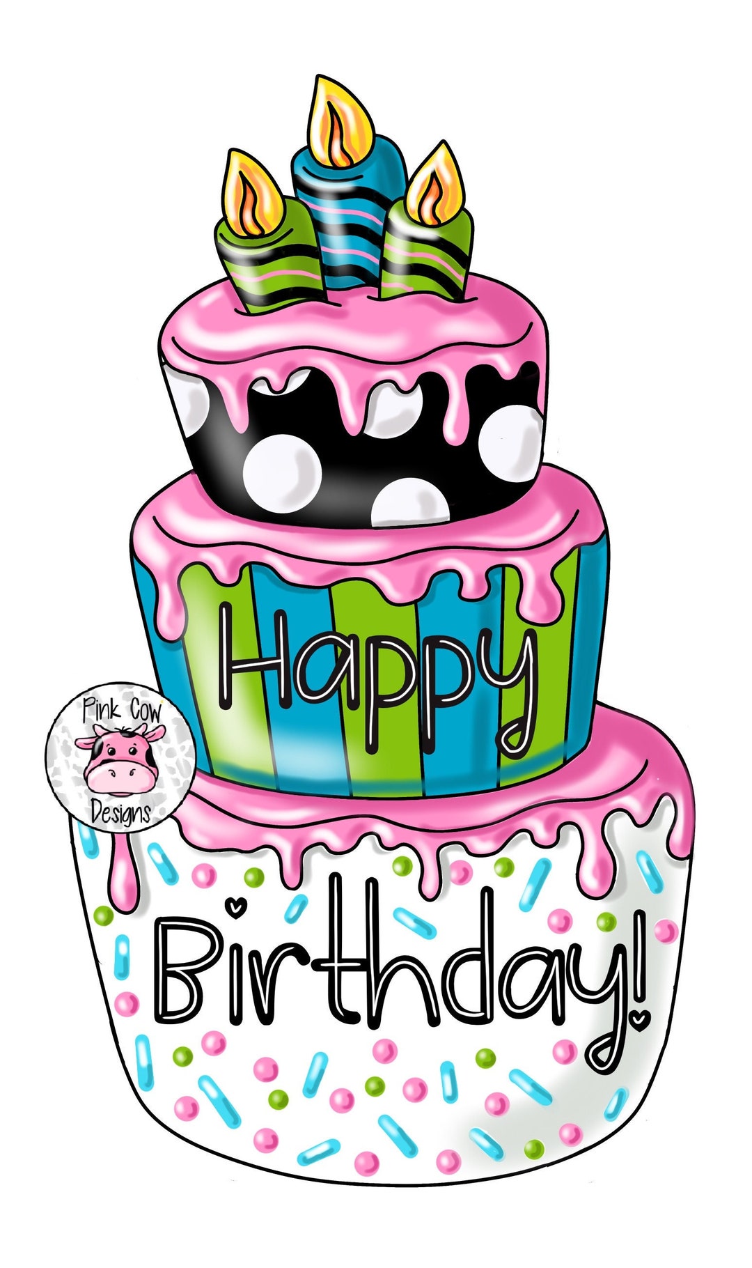 TEMPLATE: Birthday Cake-happy Birthday-door Hanger-digital Download ...