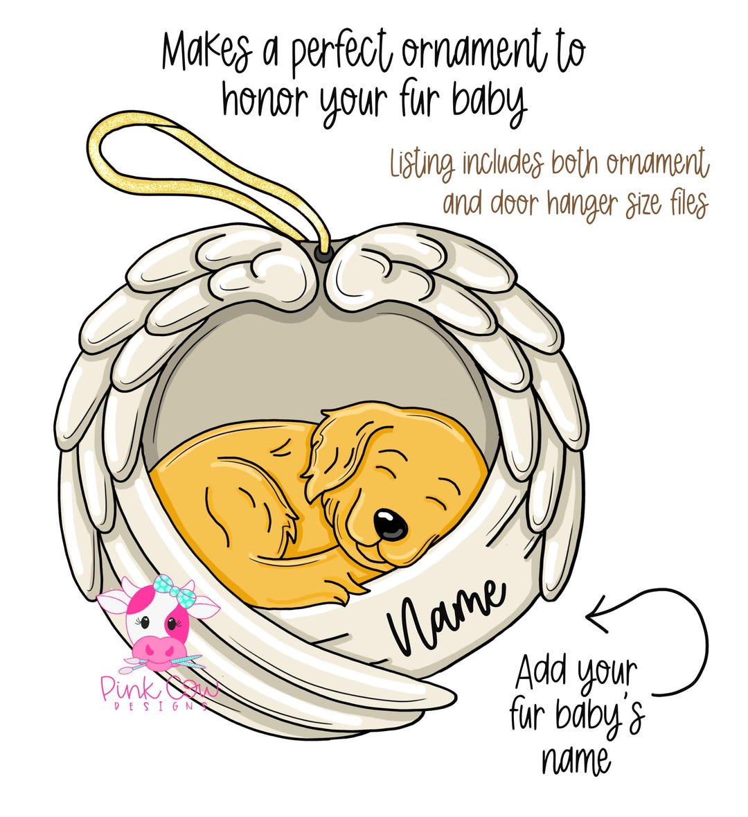 TEMPLATE: Dog in Angel Wings-golden Retriever-ornament/door Hanger ...