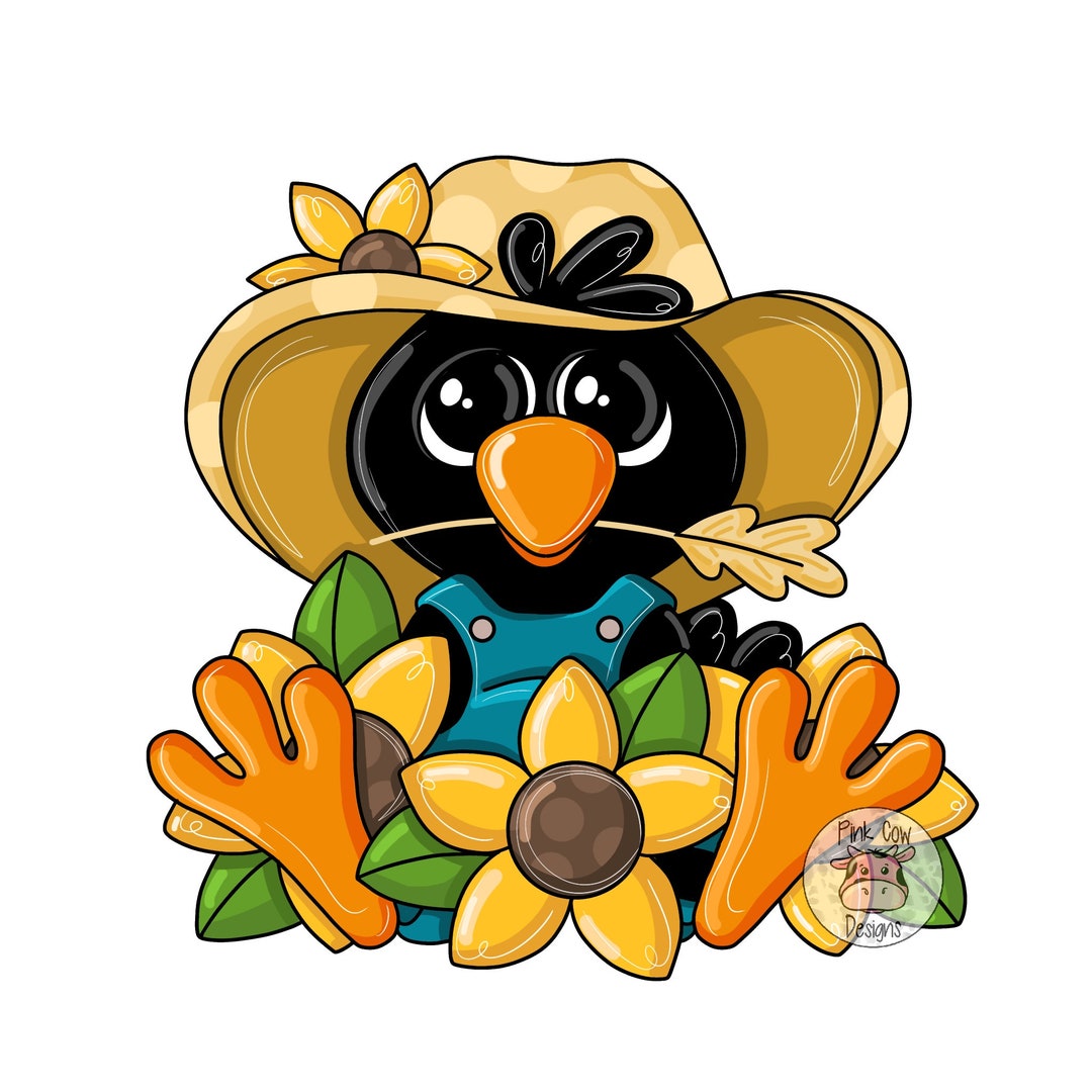 TEMPLATE: Crow in Overalls With Sunflowers-door Hanger Template-digital ...