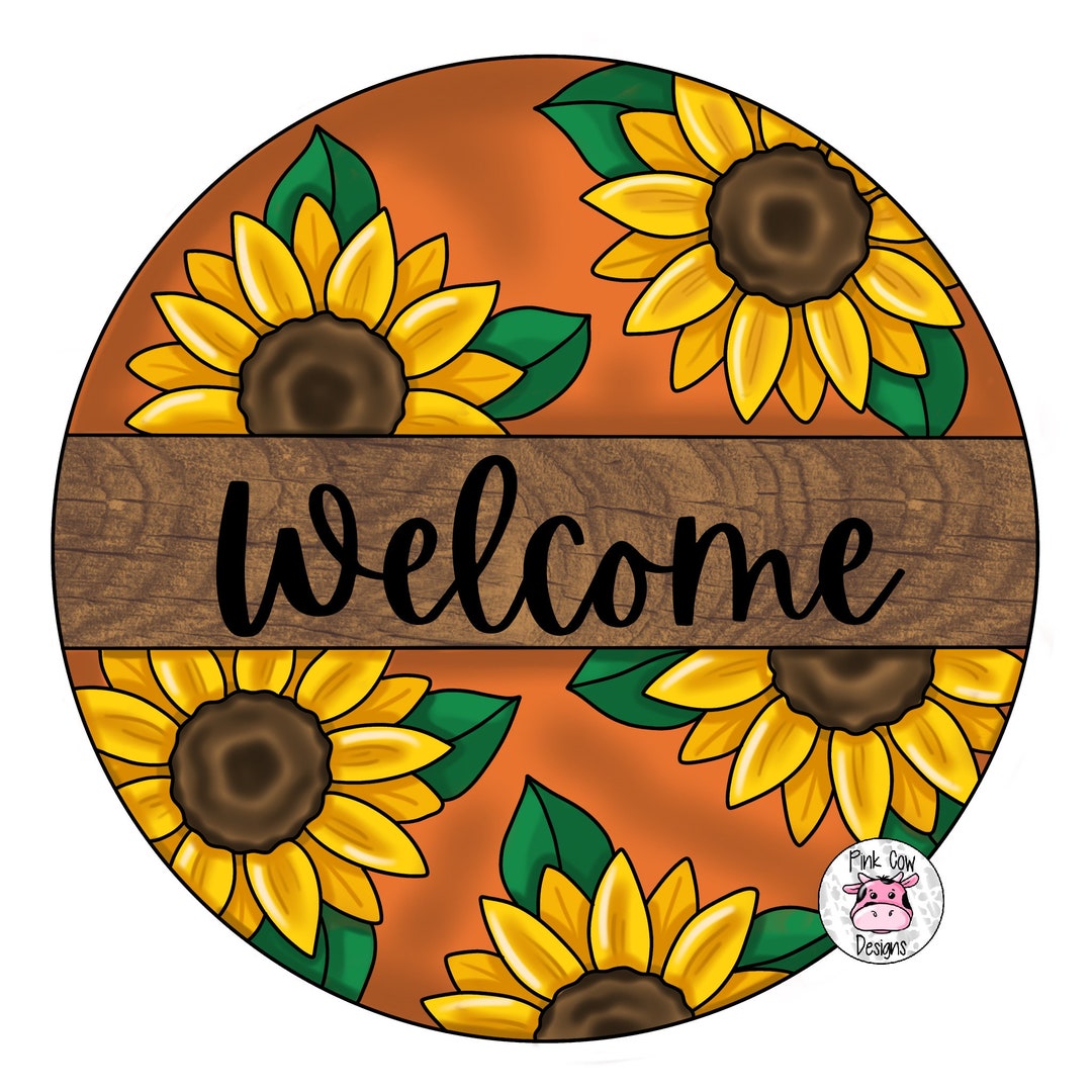 TEMPLATE: Welcome With Sunflowers-door Hanger Template-digital Download ...