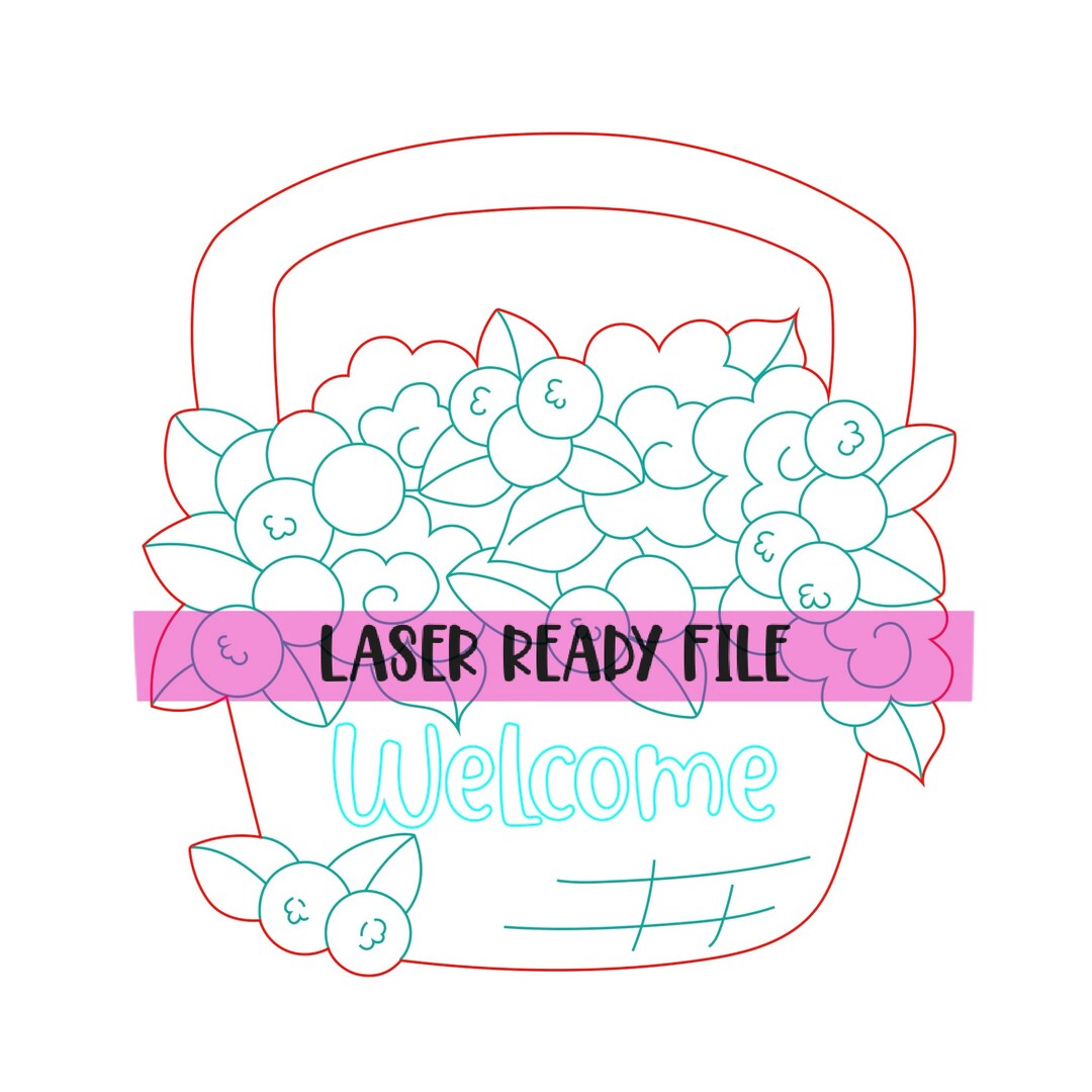 LASER READY File: Blueberry Basket-door Hanger Template-digital ...