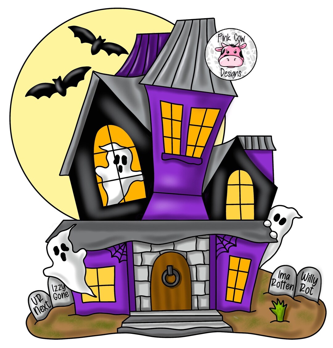 Door Hanger TEMPLATE: Halloween | Haunted House Door Hanger Template ...