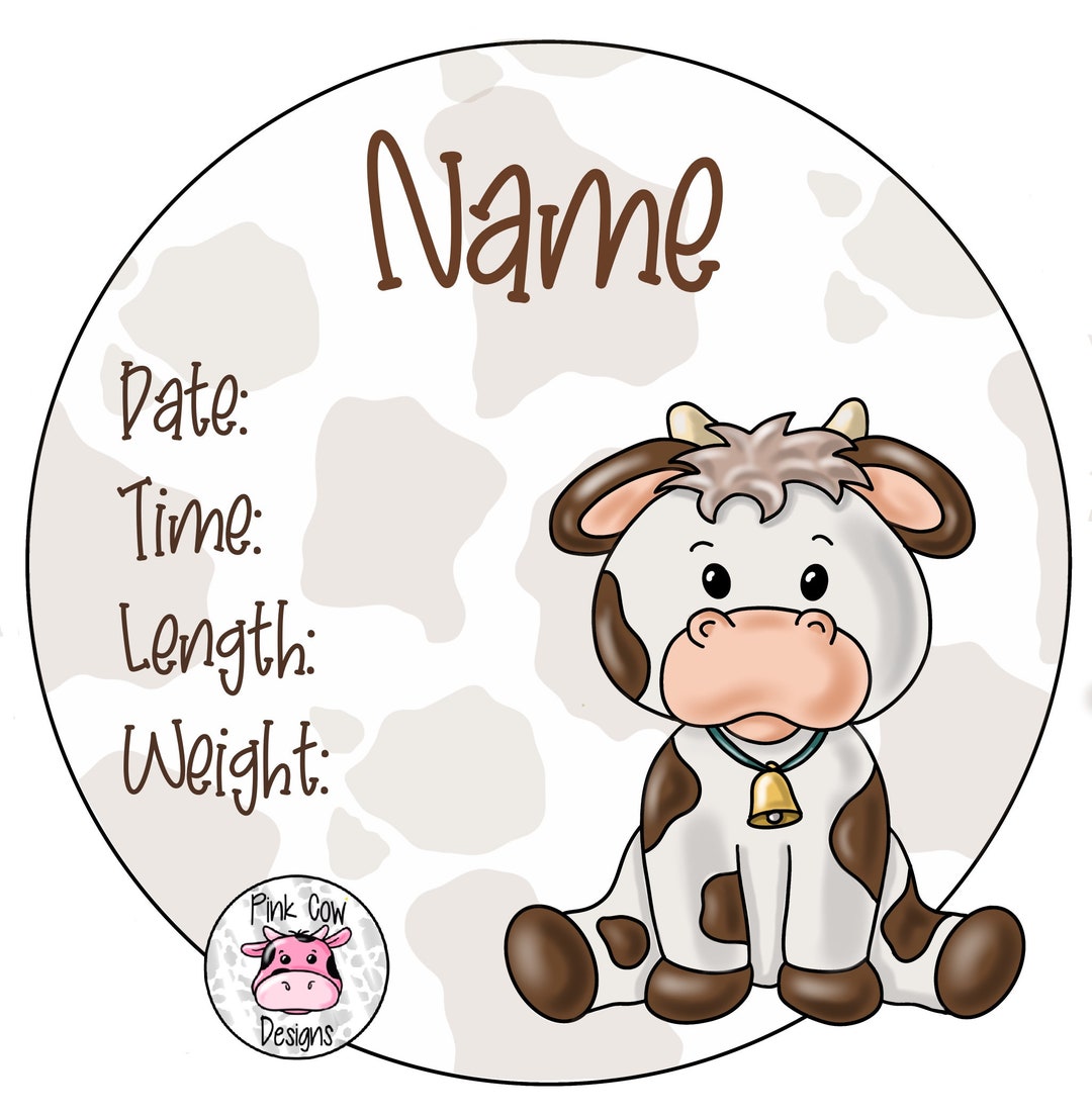 TEMPLATE: Birth Announcement-baby Cow-door Hanger-digital Download ...
