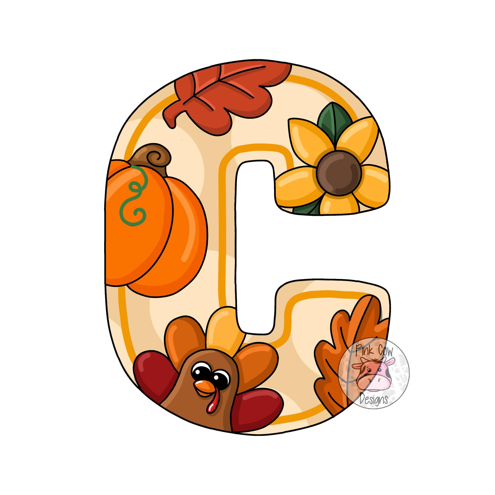 TEMPLATE: Fall Letter C-initial Door Hanger Template-digital Design ...