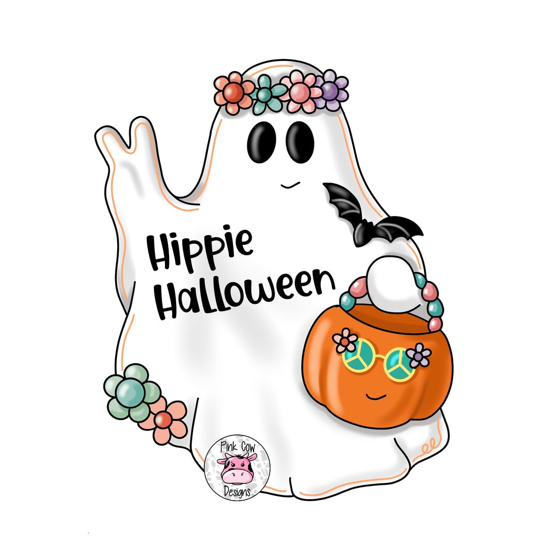 TEMPLATE: Halloween-hippie Ghost-peace-door Hanger Template-digital ...