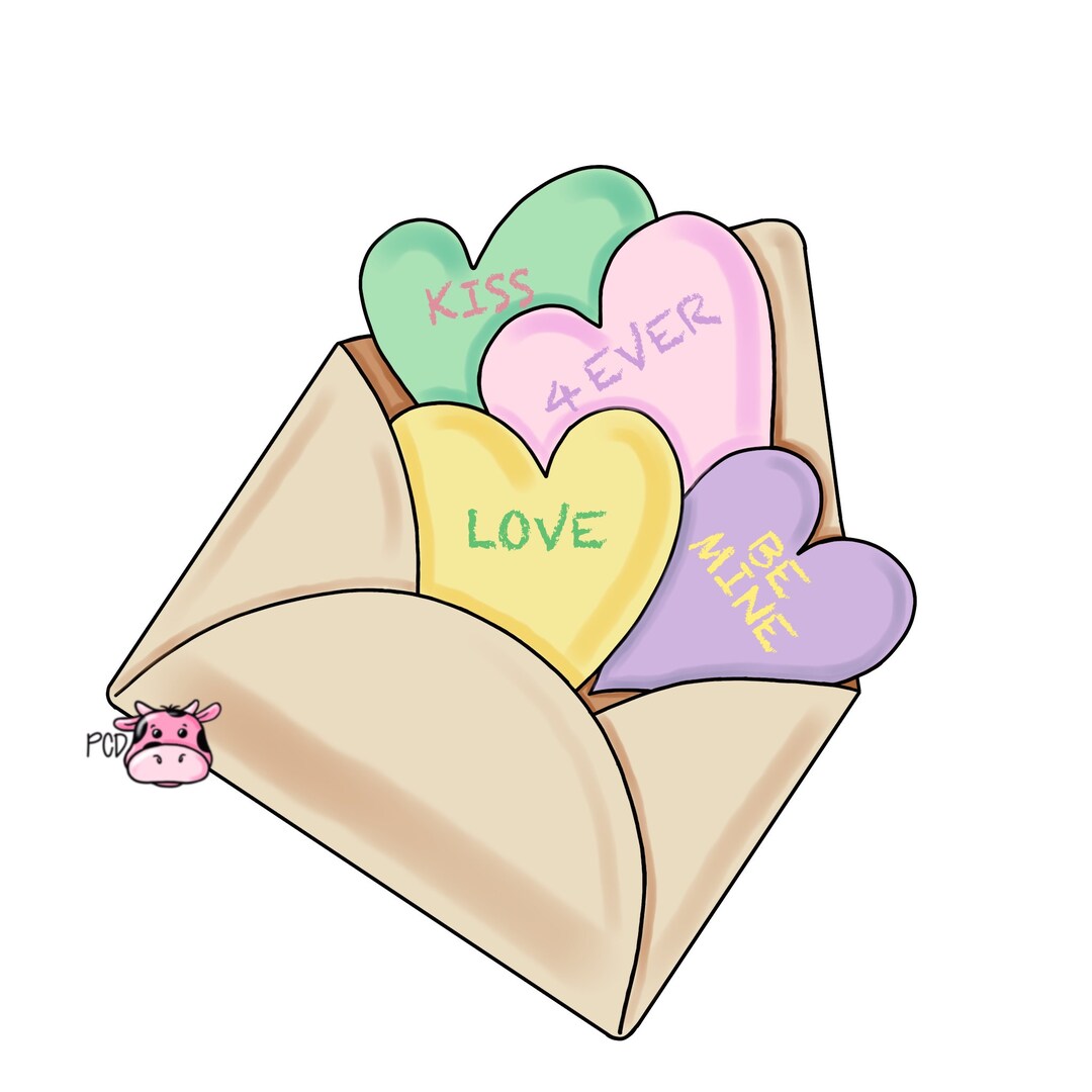 Door Hanger TEMPLATE: Valentines | Envelope With Hearts | Conversation ...