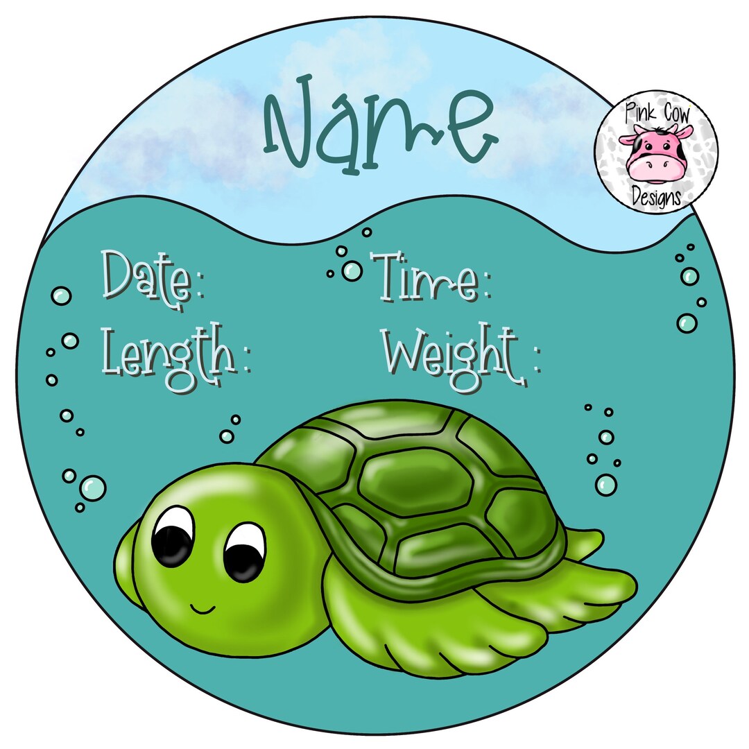 TEMPLATE: Birth Announcement-sea Turtle-door Hanger-digital Download ...