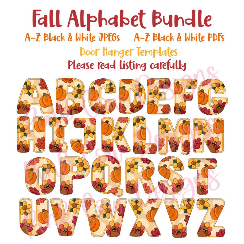 TEMPLATE: Fall-autumn Alphabet A-Z Door Hanger Template-digital ...