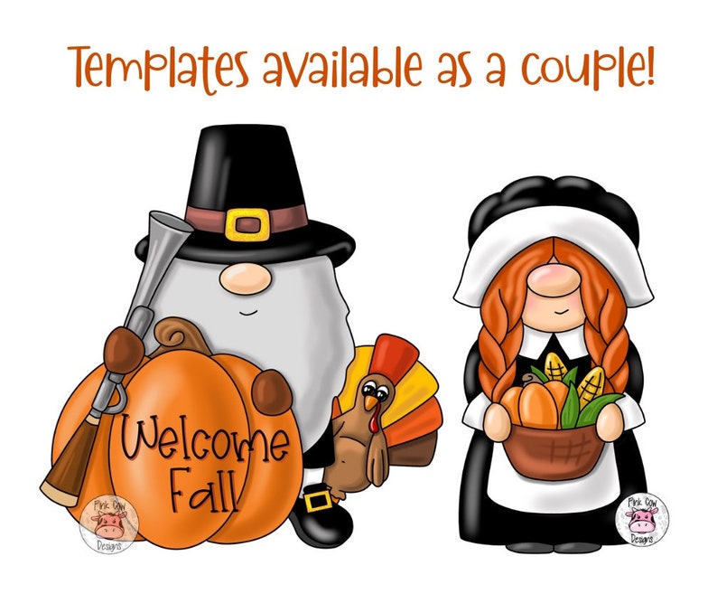 TEMPLATE: Gnomes-thanksgiving-boy and Girl Pilgrim Gnomes-door Hanger ...