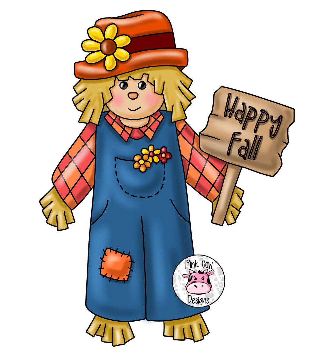 TEMPLATE: Scarecrow Happy Fall-door Hanger Template-digital Download - Etsy