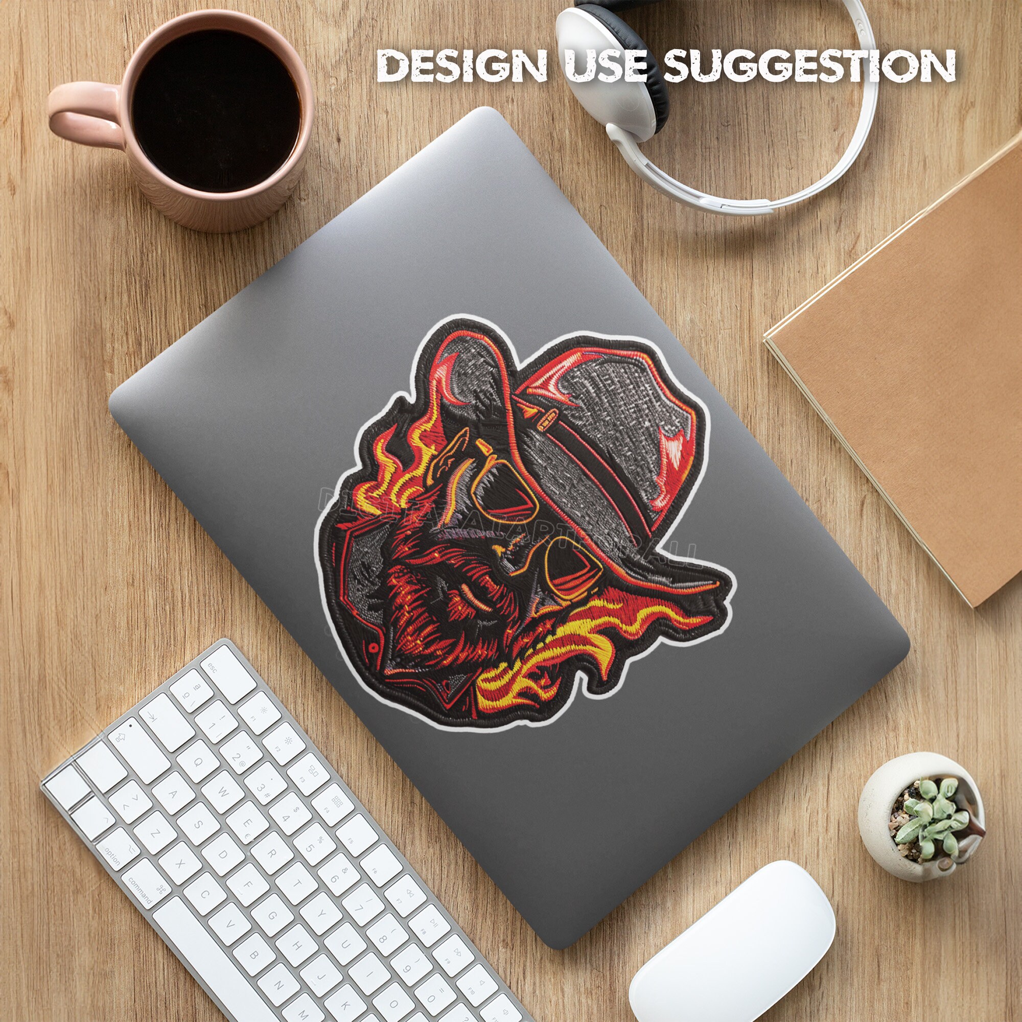 Flaming Cowboy Faux Embroidery Look, Instant Download, Digital Graphics ...